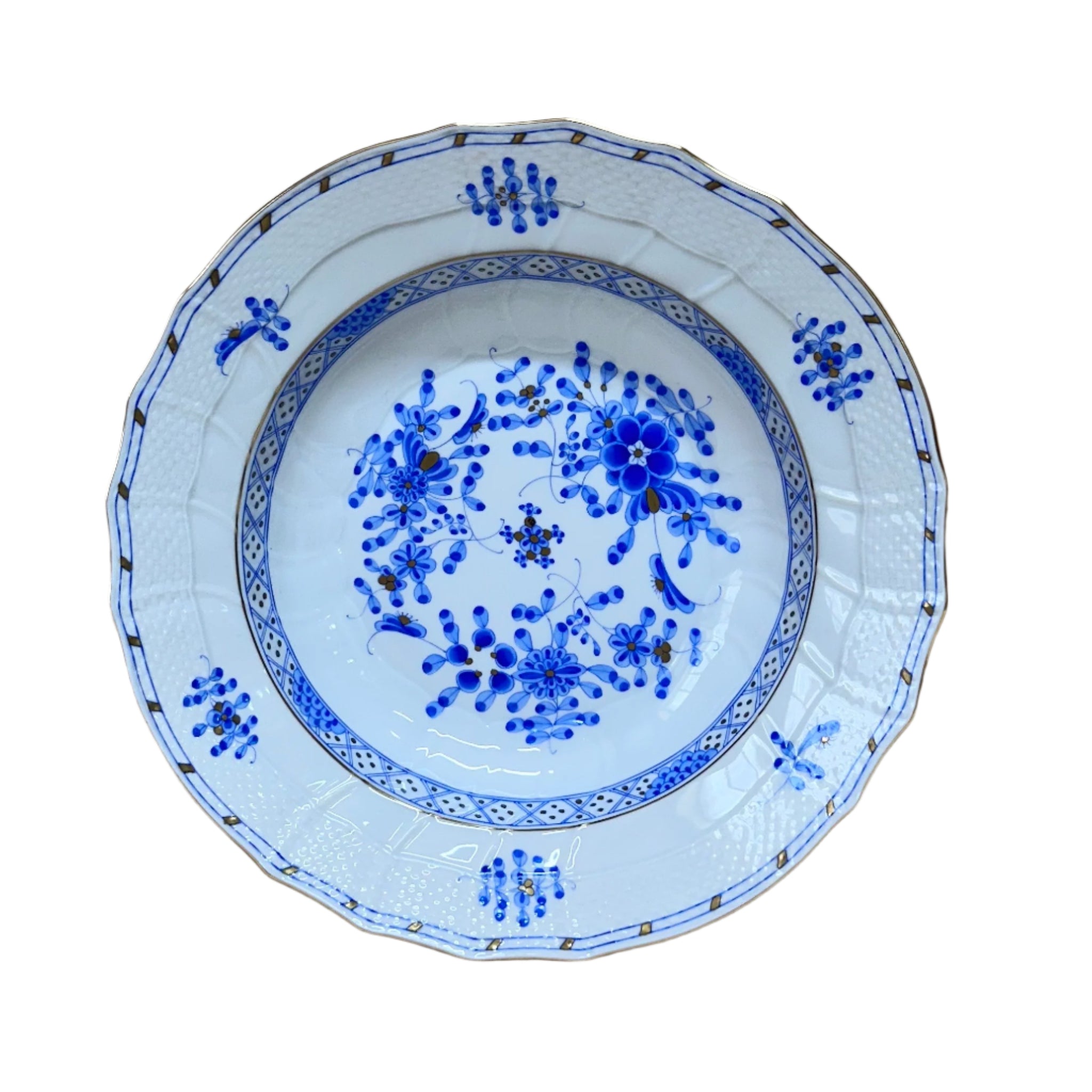 Herend Porcelain Large Rim Soup Bowl Waldstein Blue 1501/WB